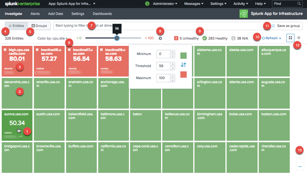 Using The Infrastructure Overview In Splunk App For Infrastructure Splunk Documentation